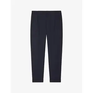 REISS Relaxed-fit Tapered Woven Trousers - Navy