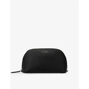 Smythson Foil-text Print Leather Cosmetic Case