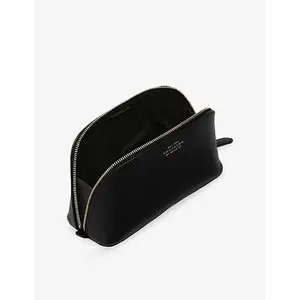Smythson Foil-text Print Leather Cosmetic Case