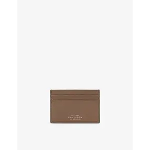 Smythson Leopard Panama Flat Leather Card Holder Fawn