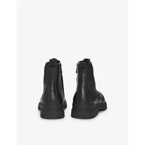 Hugo Embossed-logo Leather Ankle Boots