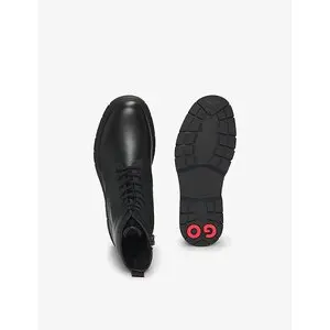 Hugo Embossed-logo Leather Ankle Boots