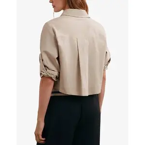 REISS Caylan Cropped Cotton And Wool-blend Shirt