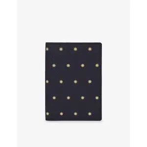 Smythson Grained Leather Passport Cover Navy