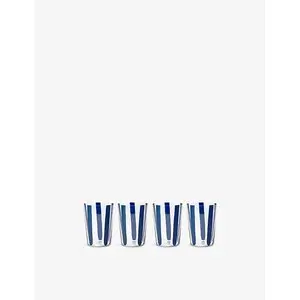 THE CONRAN SHOP Nova Stripe Set Of Four Crystal-glasses - Navy