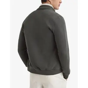 REISS Quilted Knit Cotton-blend Jacket - Sage