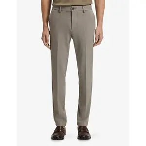 BOSS Herringbone Slim-leg Stretch-woven Trousers - Open Brown