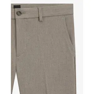 BOSS Herringbone Slim-leg Stretch-woven Trousers - Open Brown