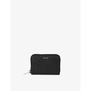Sandro Zippd Cord Leather Wallet - Black