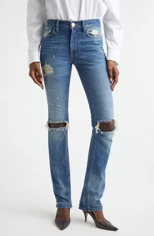Brandon Maxwell The Riggs Ripped Cigarette Jeans