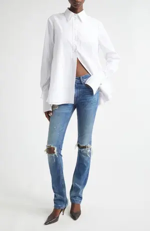 Brandon Maxwell The Riggs Ripped Cigarette Jeans