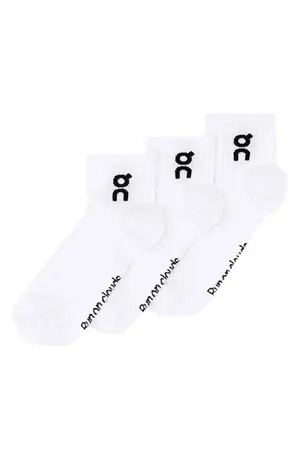 On Assorted 3-pack Logo Quarter Socks - White