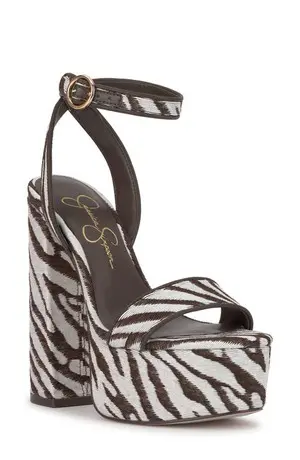 Jessica Simpson Axtyn Ankle Strap Platform Sandal - Ivory/brown