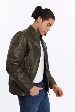 FURNIQ UK Sullivan Leather Jacket - Brown