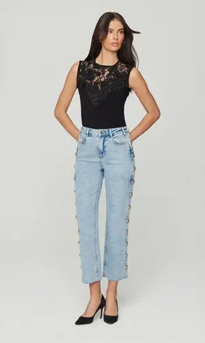 Generation Love Stephen Knot Button Jeans - Light Blue