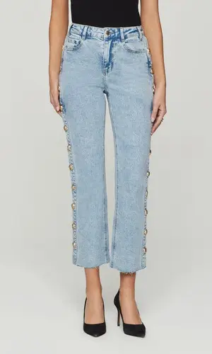 Generation Love Stephen Knot Button Jeans - Light Blue