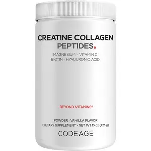 CODEAGE Creatine Collagen Peptides, Biotin, Magnesium, Hyaluronic Acid, Vit C - White