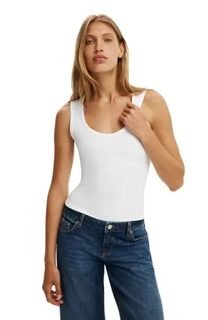COTTON ON Hold Me V Neck Tank - White