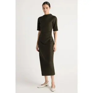 Modern Citizen Evie Ribbed Knit Jersey Dress Olive