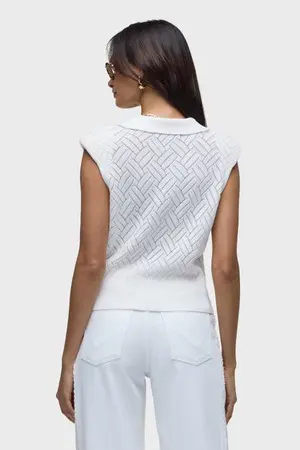 Hudson Jeans Knitted Sleeveless Collared Top