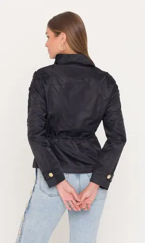 Generation Love Lace Combo Parka With Drawstring Waist And Gold Accents
