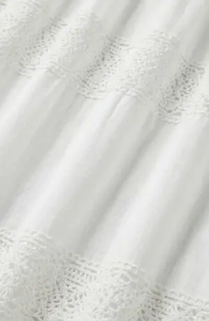 MODENAIRE Smocked Lace Eyelet Maxi Dress - White