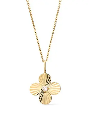 ANA LUISA Solid Yellow Gold Flower Charm Necklace - Diamond
