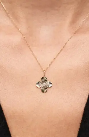 ANA LUISA Solid Yellow Gold Flower Charm Necklace - Diamond