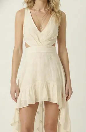 MODENAIRE High-low Ruffle Hem Cutout Dress