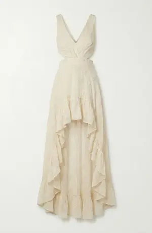MODENAIRE High-low Ruffle Hem Cutout Dress