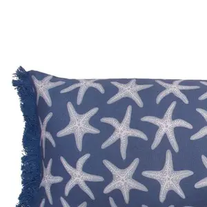 C&F HOME Calming Seas Starfish Fringed Striped Reversible Throw Pillow