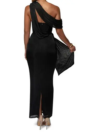 JLUXLABEL Celestina Draped Maxi Dress - Black