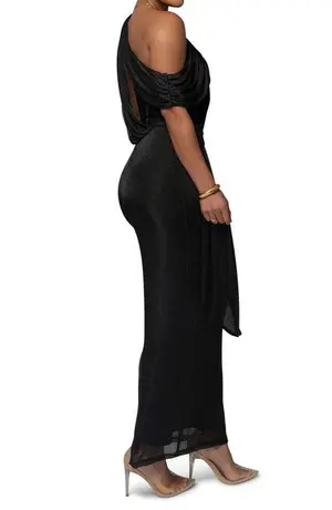 JLUXLABEL Celestina Draped Maxi Dress - Black