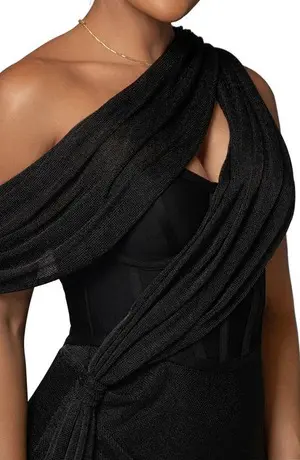 JLUXLABEL Celestina Draped Maxi Dress - Black