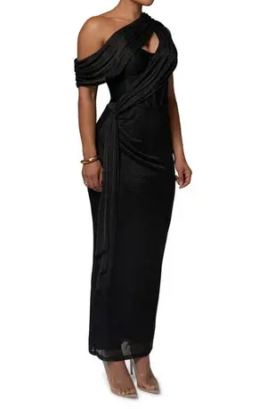 JLUXLABEL Celestina Draped Maxi Dress - Black