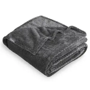 BARE HOME Chevron Microplush Fleece Throw Blanket - Grey