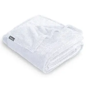BARE HOME Chevron Microplush Fleece Blanket White