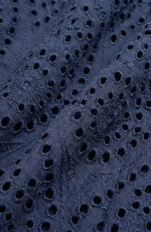 MODENAIRE Eyelet Smocked Midi Dress