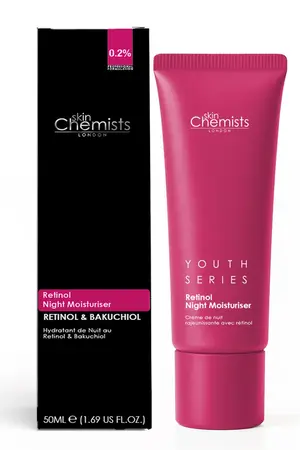 SKIN CHEMISTS Retinol Bakuchiol Anti-ageing Night Moisturiser 50ml For Fine Lines, Wrinkles - White