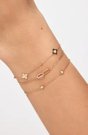 ANA LUISA Solid Gold Mini Flower Station Bracelet - Diamond