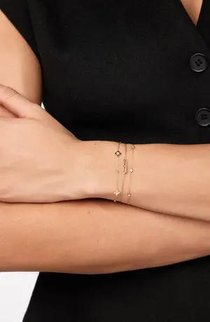 ANA LUISA Solid Gold Mini Flower Station Bracelet - Diamond