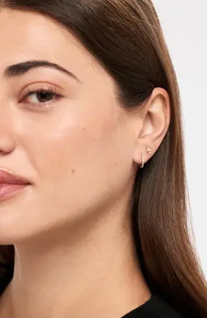 ANA LUISA Solid Yellow Gold Mini Flower Stud Earrings - Diamond
