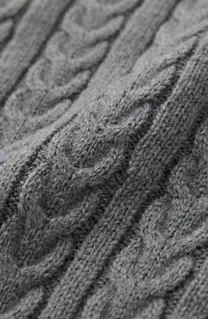 MODENAIRE Cable Knit V-neck Sweater Dress