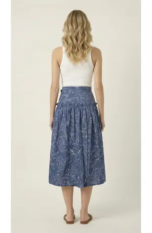 MODENAIRE Floral Print Wrap Midi Skirt