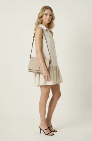 MODENAIRE Sleeveless Collared Drop Waist Dress
