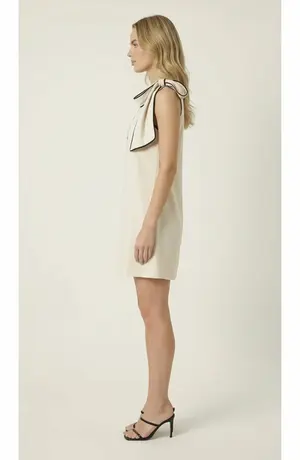 MODENAIRE Contrast Trim Bow Mini Dress