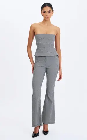 MISS CIRCLE NEW YORK Ulli Micro-houndstooth Flared Pants - Hounstooth Grey