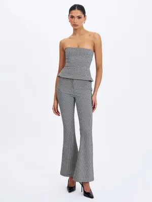 MISS CIRCLE NEW YORK Ulli Micro-houndstooth Flared Pants - Hounstooth Grey