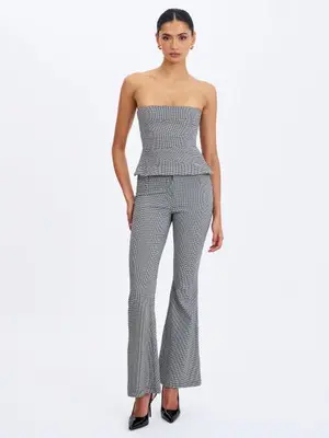 MISS CIRCLE NEW YORK Ulli Micro-houndstooth Flared Pants - Hounstooth Grey