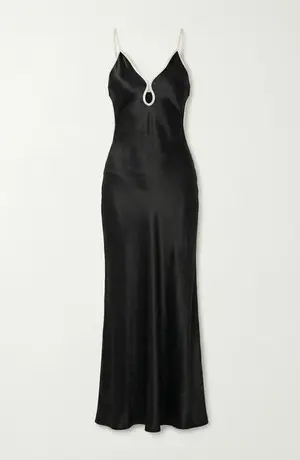 MODENAIRE Satin Plunging Cutout Maxi Dress